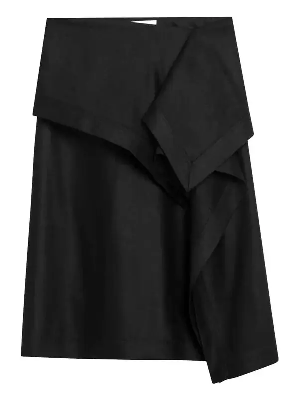FERRAGAMO Layered Asymmetric Midi Skirt - Black