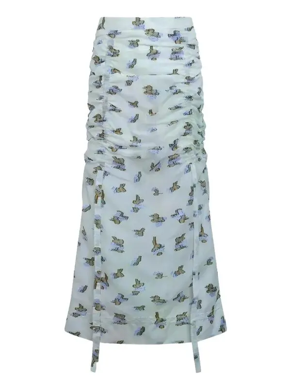 Ulla Johnson Liora Floral-print Ruched Midi Skirt - Neutrals