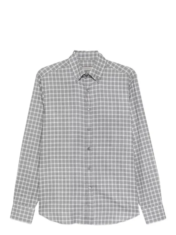 Canali Check-pattern Button-down Shirt - Grey