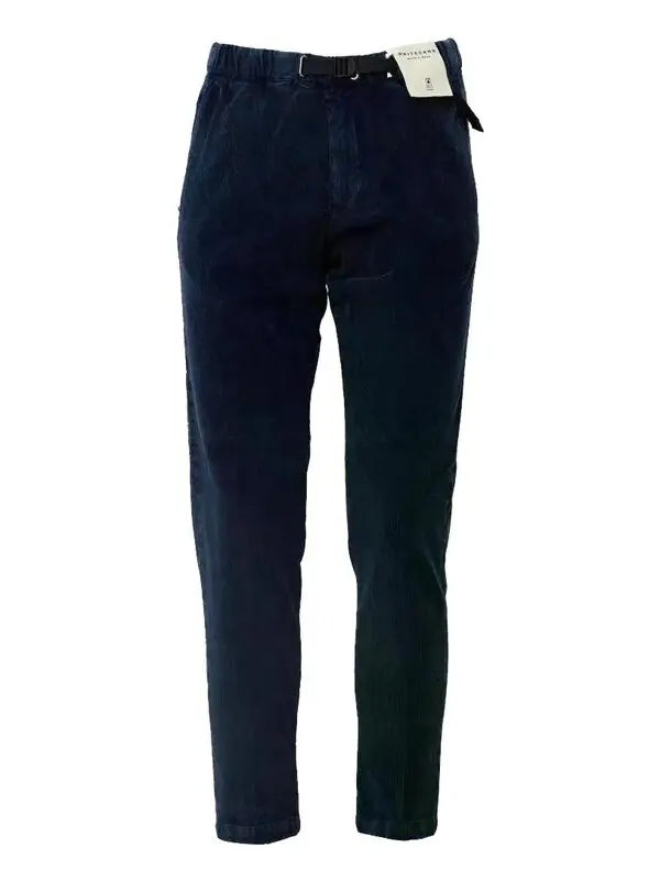WHITE SAND Belted Corduroy Trousers - Blue