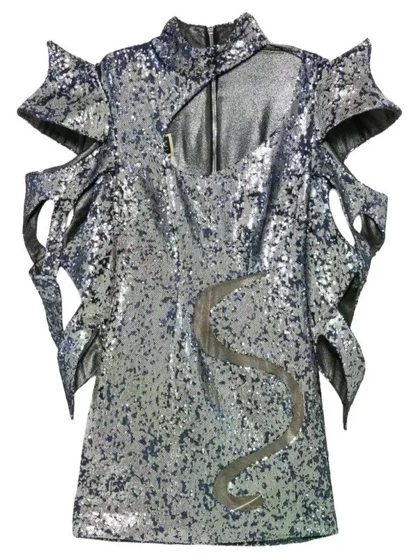 MITILIANE COUTURE Sequin-embellished Cut-out Mini Dress - Silver