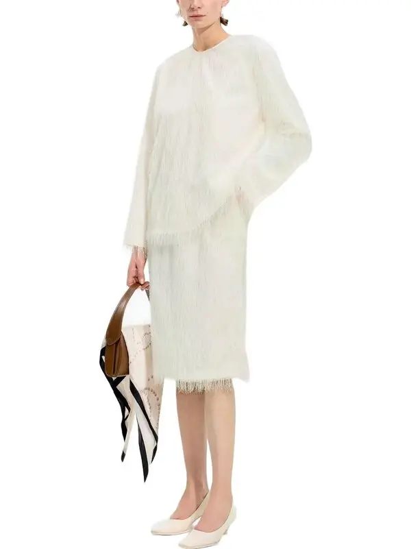 JNBY Fringe-jacquard Midi Skirt - Neutrals
