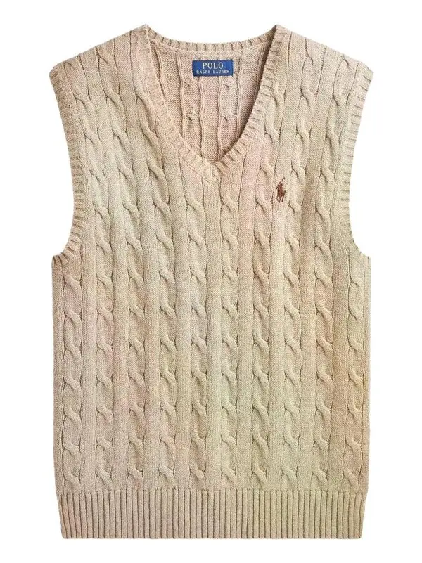 Polo Ralph Lauren Cable-knit V-neck Sweater Vest - Neutrals