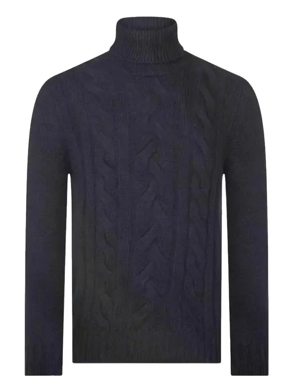 GRAN SASSO Cable-knit Roll-neck Sweater - Blue
