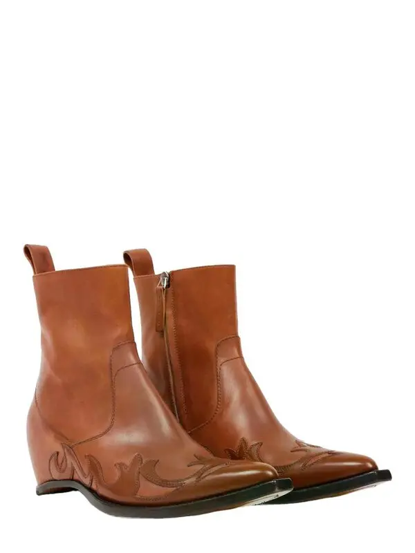 MAISON MARGIELA Western Flame-appliqué Ankle Boots - Brown