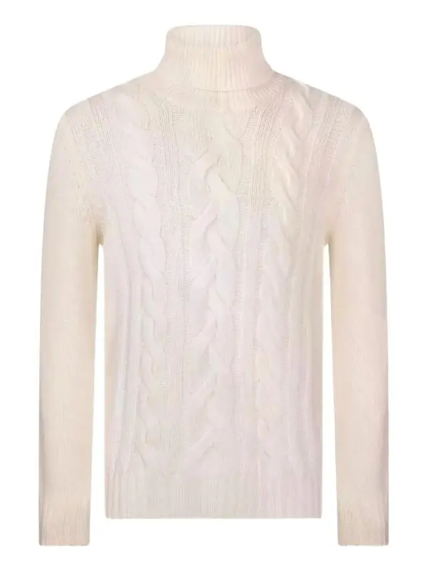 GRAN SASSO Cable-knit Roll-neck Sweater - Neutrals