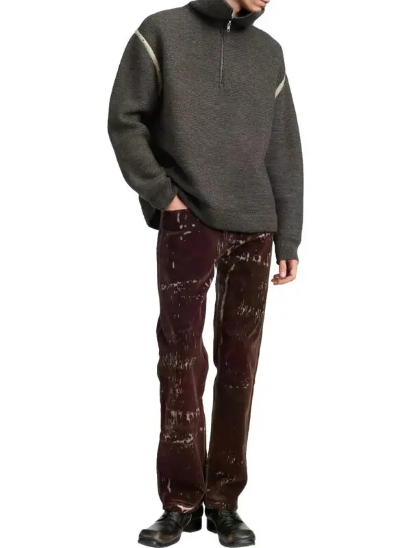 MAISON MARGIELA Elbow-patch Quarter-zip Sweater - Grey