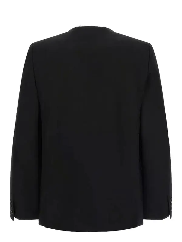Comme Des Garçons Raw-cut Collarless Blazer - Black