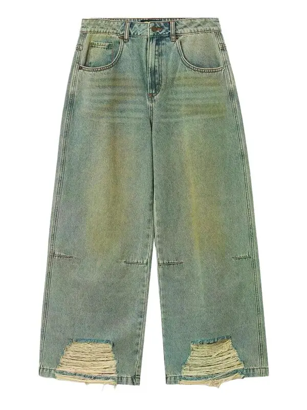 MINI CREAM Distressed Wide-leg Jeans - Blue