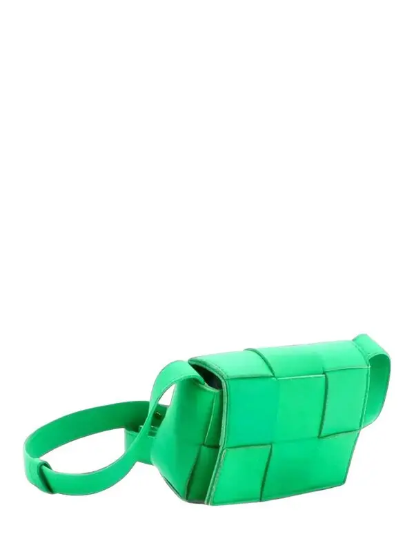 Bottega Veneta Cassette Crossbody Bag Maxi Intrecciato Leather Mini Shoulder Bag - Green