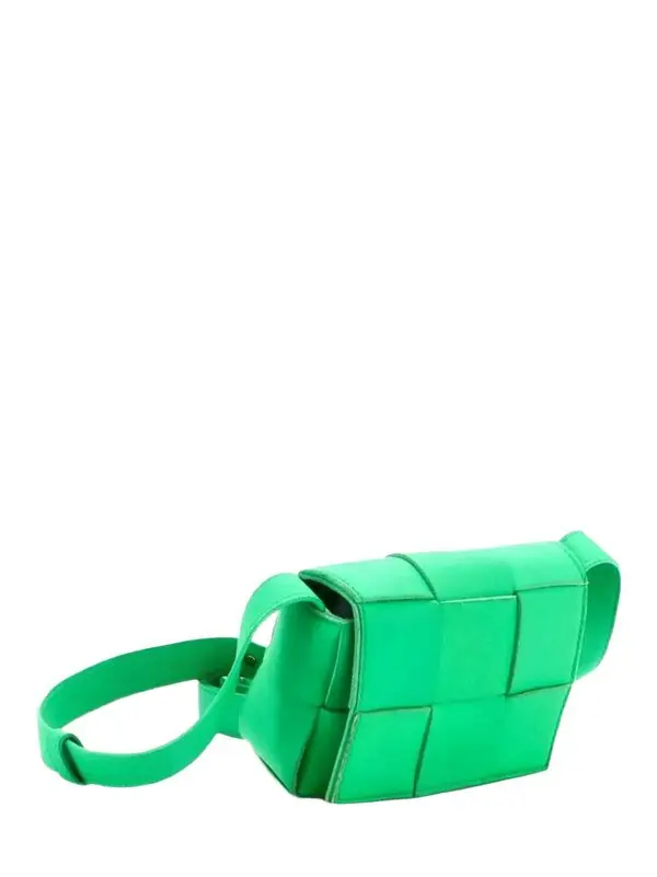 Bottega Veneta Cassette Crossbody Bag Maxi Intrecciato Leather Mini Shoulder Bag - Green