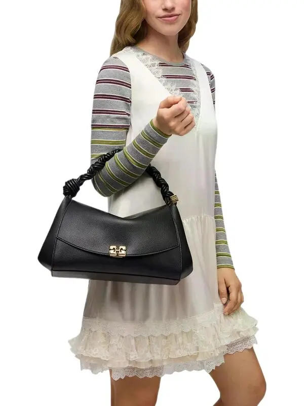 GANNI Bou Grained Shoulder Bag - Black