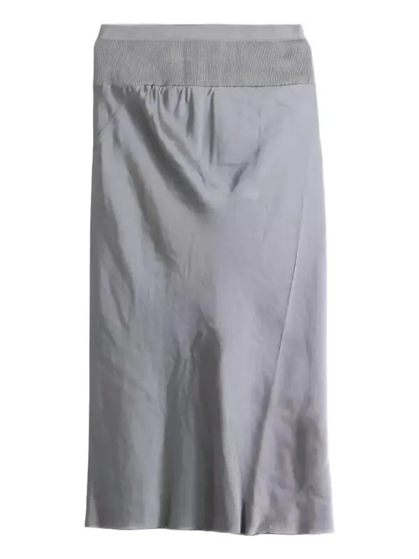Rick Owens Knee Bias Ribbed-waistband Midi Midi Skirt - Grey
