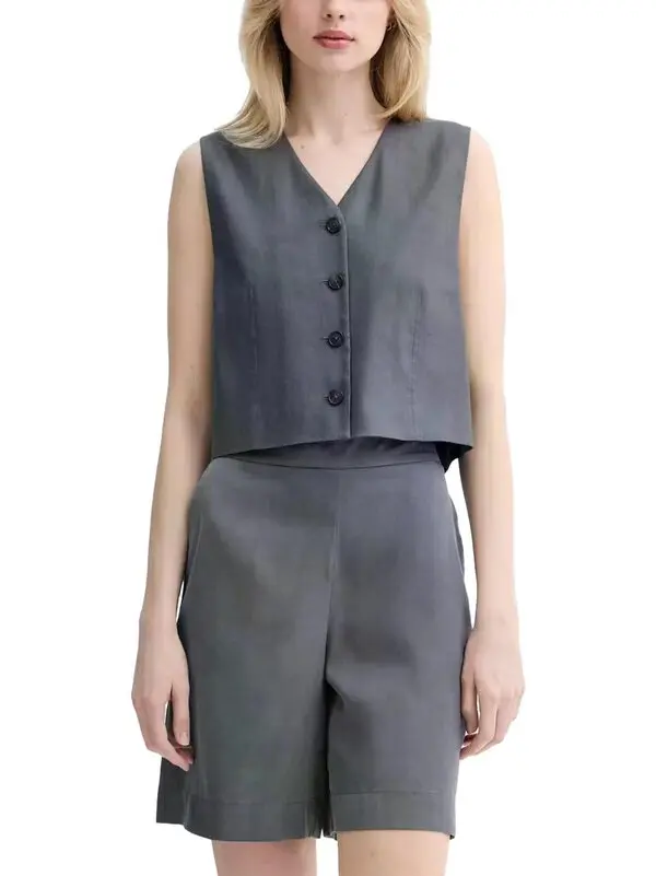 Marc O'polo V-neck Cropped Waistcoat - Grey