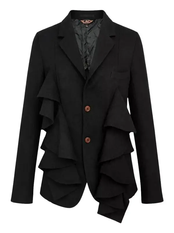 Comme Des Garçons Ruffled Gabardine Blazer - Black
