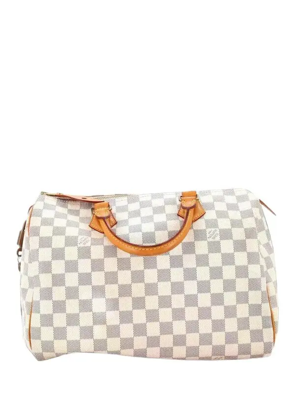 LOUIS VUITTON Speedy Handbag Damier 30 Satchel - White