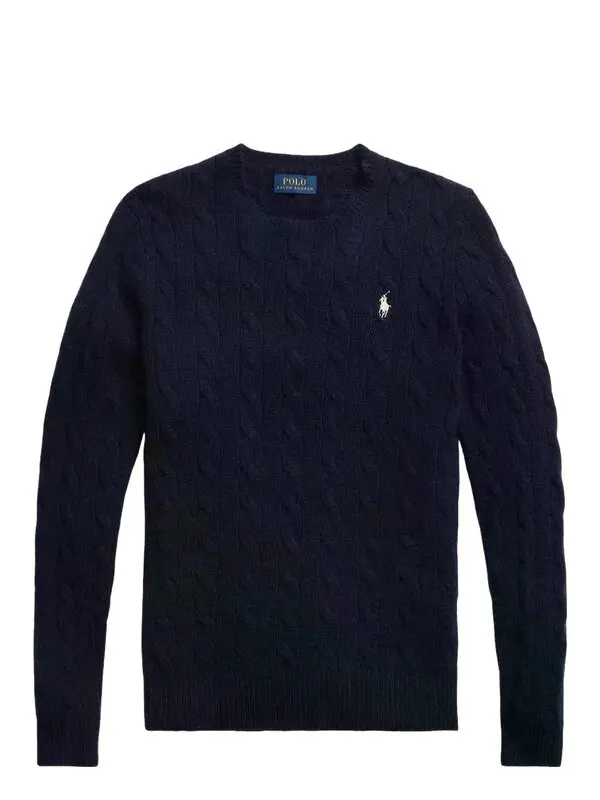 Polo Ralph Lauren Cable-knit Embroidered-logo Sweater - Blue