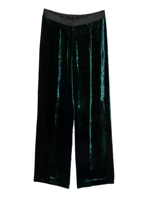 FORTE_FORTE Moiré Crushed-velvet Straight-leg Trousers - Green