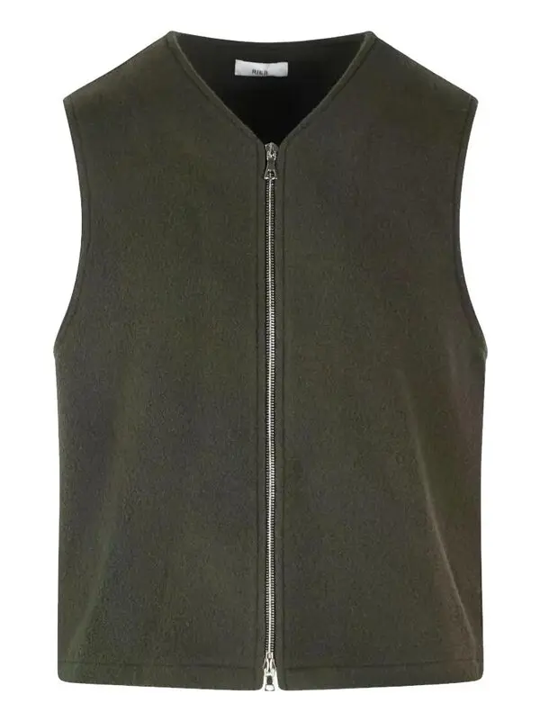 RIER Zip-up Wool Vest - Brown