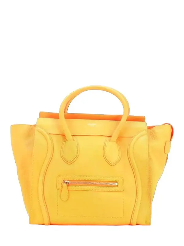 Celine Luggage Bag Grainy Leather Mini Tote Bag - Orange