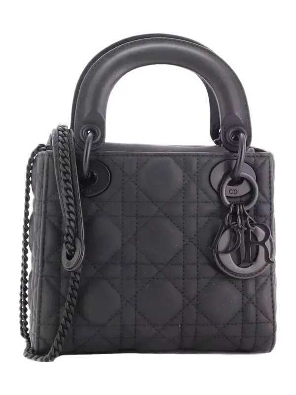 Dior Ultra Matte Lady Chain Bag Cannage Quilt Calfskin Mini Shoulder Bag - Black