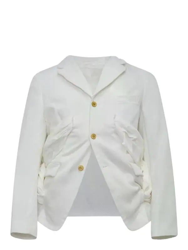 Comme Des Garçons Ruched Single-breasted Blazer - White