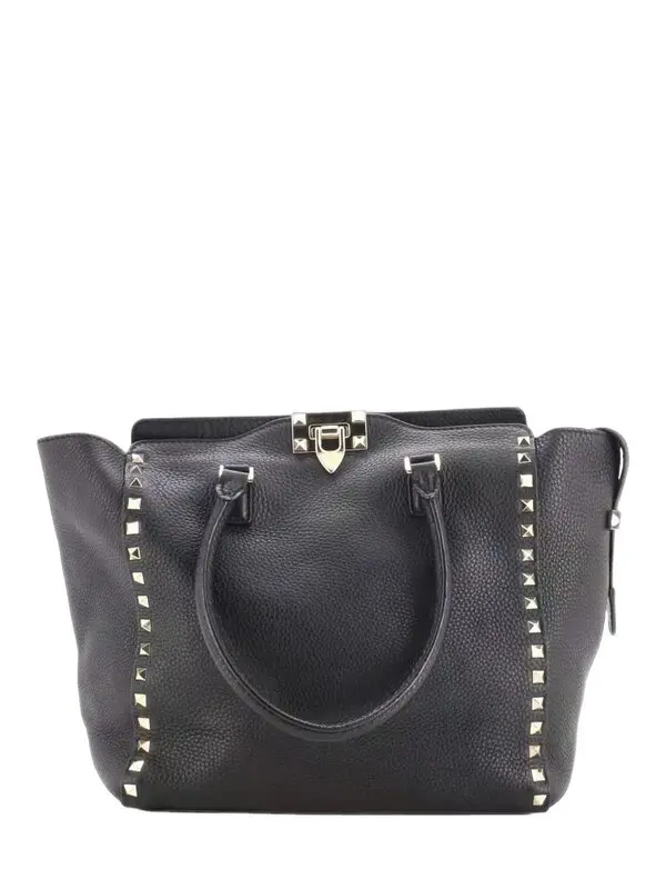 Valentino Garavani Rockstud Rigid Leather Medium Tote Bag - Black