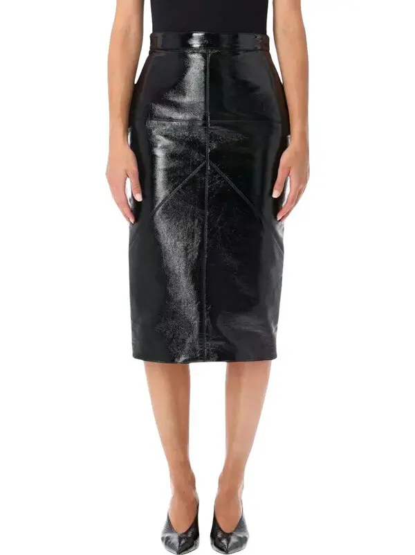 LANVIN Patent-finish Midi Skirt - Black