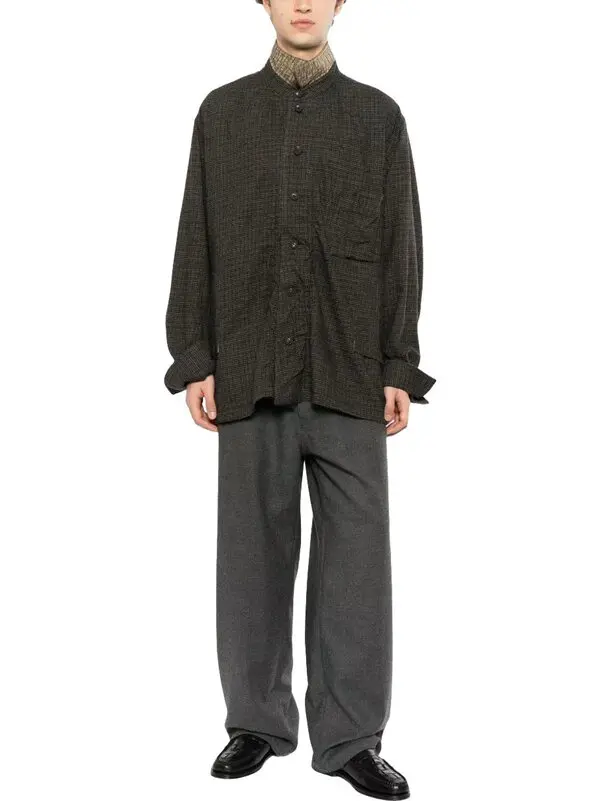 ZIGGY CHEN Checked Wool Shirt - Grey