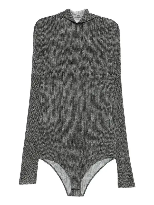 MAISON MARGIELA Herringbone-print High-neck T-shirt - Grey
