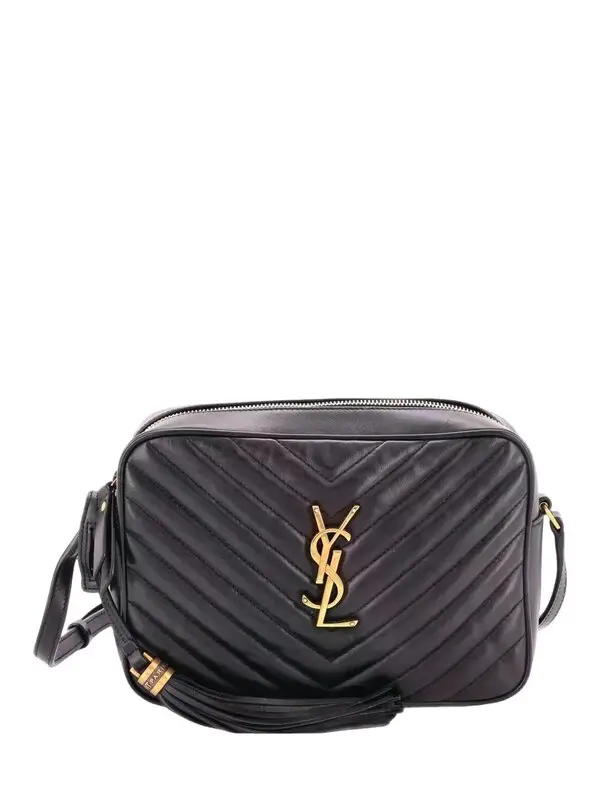 Saint Laurent Lou Camera Bag Matelasse Chevron Leather Small Crossbody Bag - Black