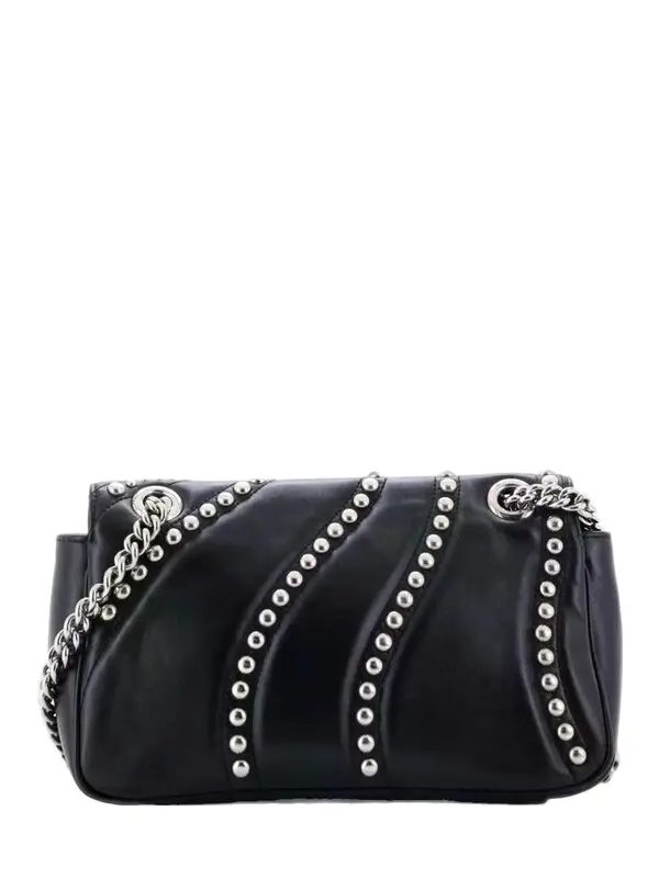 Gucci Gg Marmont Flap Bag Studded Matelasse Leather Small Shoulder Bag - Black