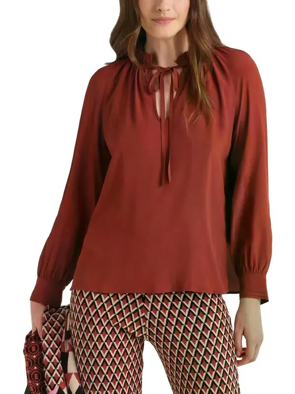 Malìparmi Ruffled-collar Raglaan-sleeved Blouse - Red
