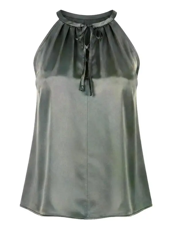 Marella Pleated Satin-finish Top - Grey