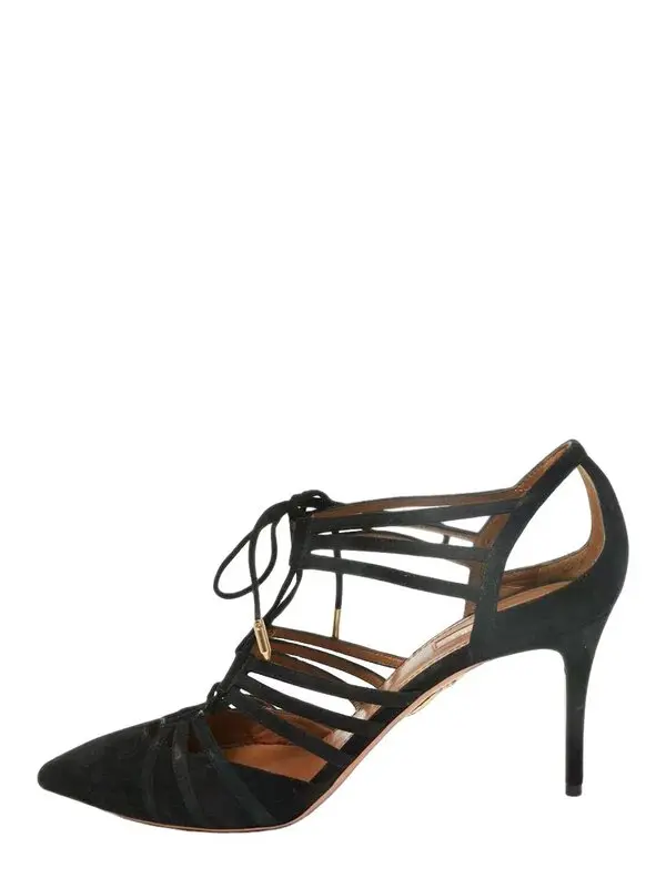 AQUAZZURA Belgravia Lace-up Heeled Pumps - Black