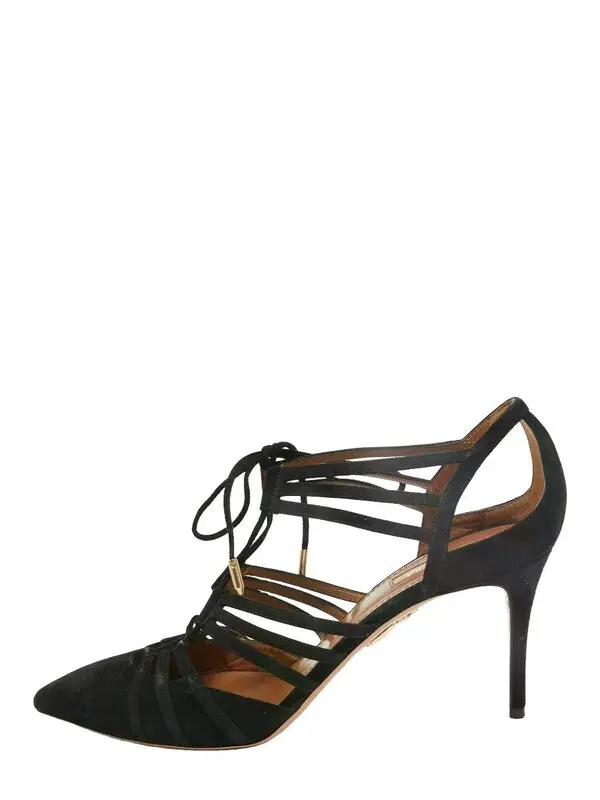 AQUAZZURA Belgravia Lace-up Heeled Pumps - Black