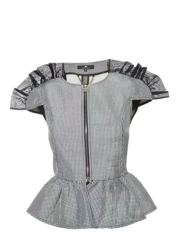 Elisabetta Franchi Check-pattern Peplum Top - White