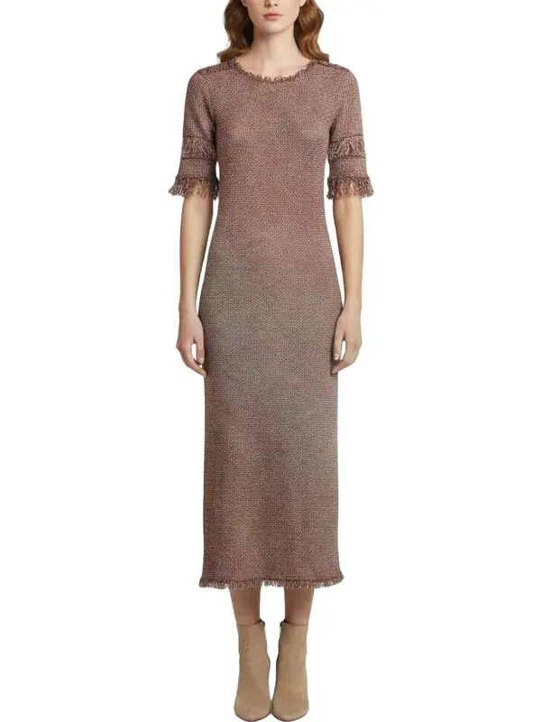 ISABEL MARANT VINTAGE Fringed Bouclé Midi Dress - Red