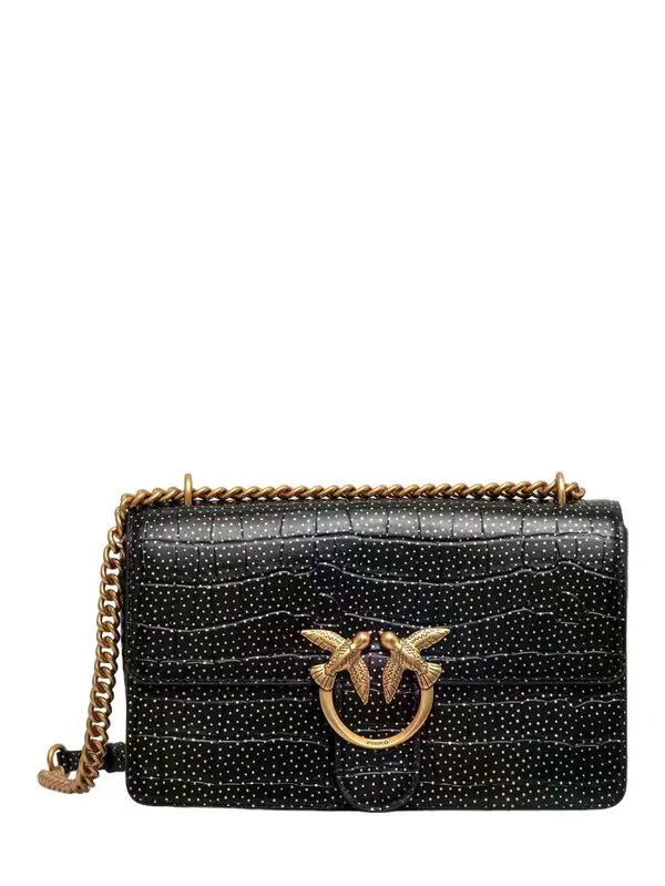 Pinko Love Birds Croc-effect Shoulder Bag - Black