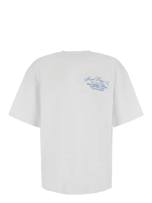 Amiri White Crew Neck T-shirt With Front And Back Print In Cotton For - Multicolor