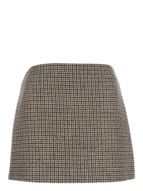 P.a.r.o.s.h Beige Miniskirt With All-over Check Motif In Wool For - Multicolor