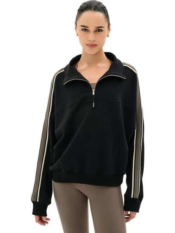Splits59 Goldie French Terry Oversized Half Zip - Black/lentil
