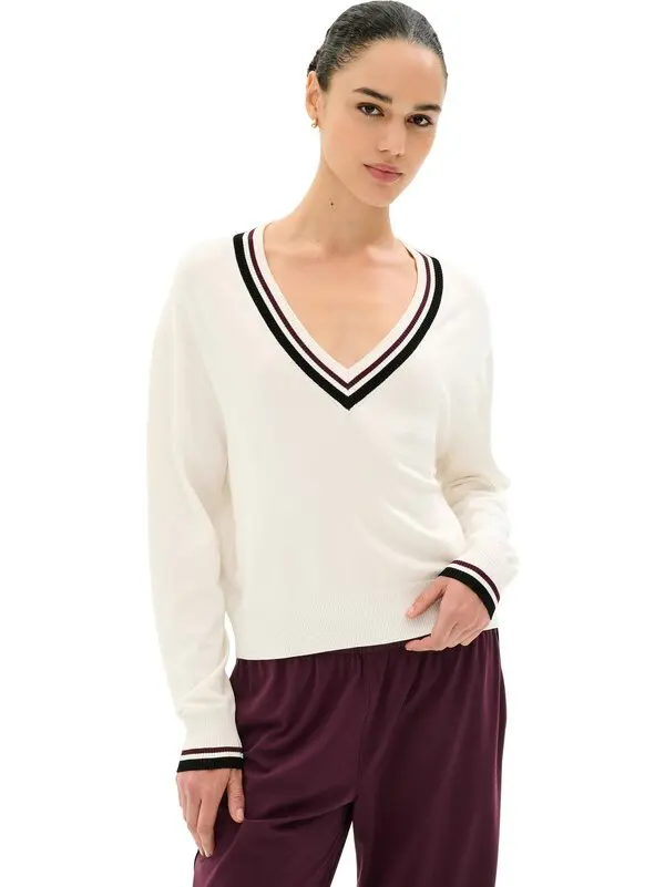 Splits59 Jemma Knit V Neck - White/black
