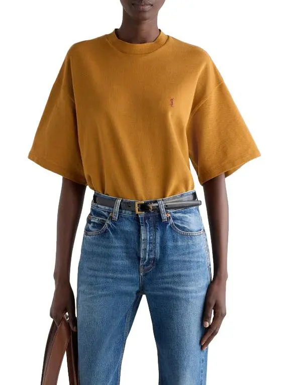 Saint Laurent Logo Piqué T-shirt - Ocre