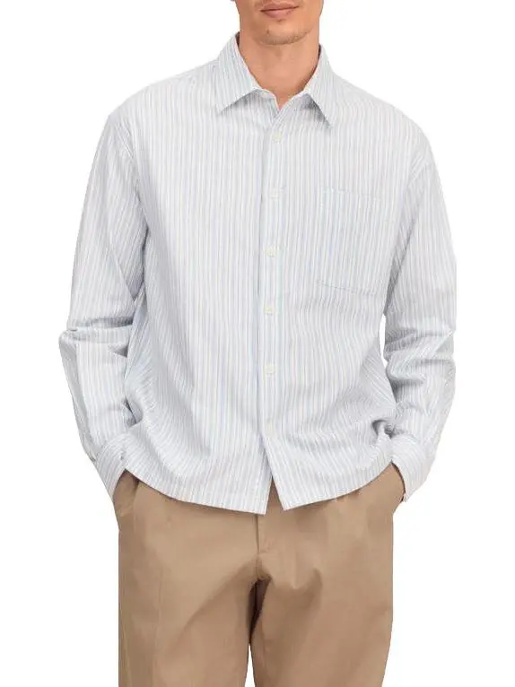 Nn07 Deon Striped Organic Cotton Shirt - Blue Stripe