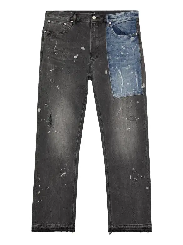 PURPLE BRAND Colorblock Patch Relaxed Jeans - Black
