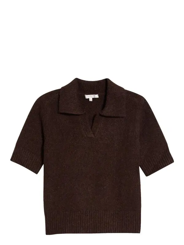 WAYF Shiloh Polo Sweater - Chocolate