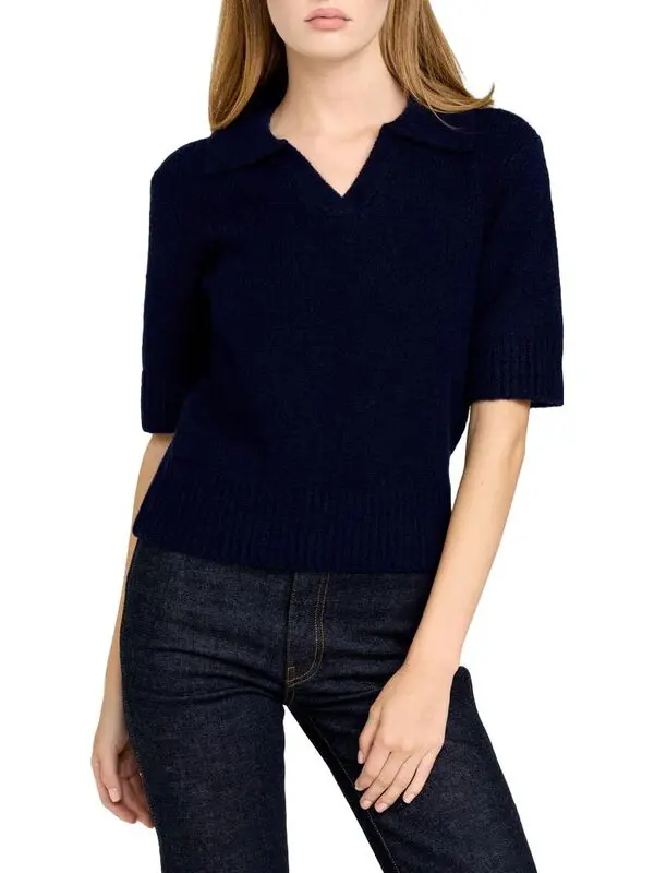 WAYF Shiloh Polo Sweater - Navy