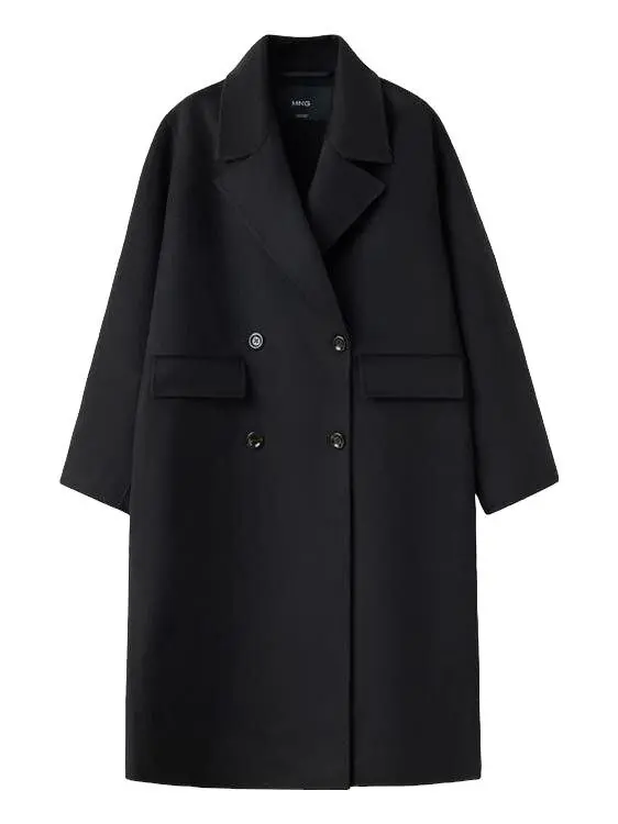 Mango Picarol Wool Blend Coat - Black