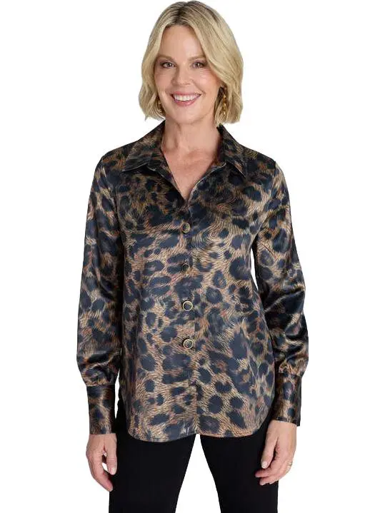 THE NOLI SHOP Brooke Silk Blouse - Leopard